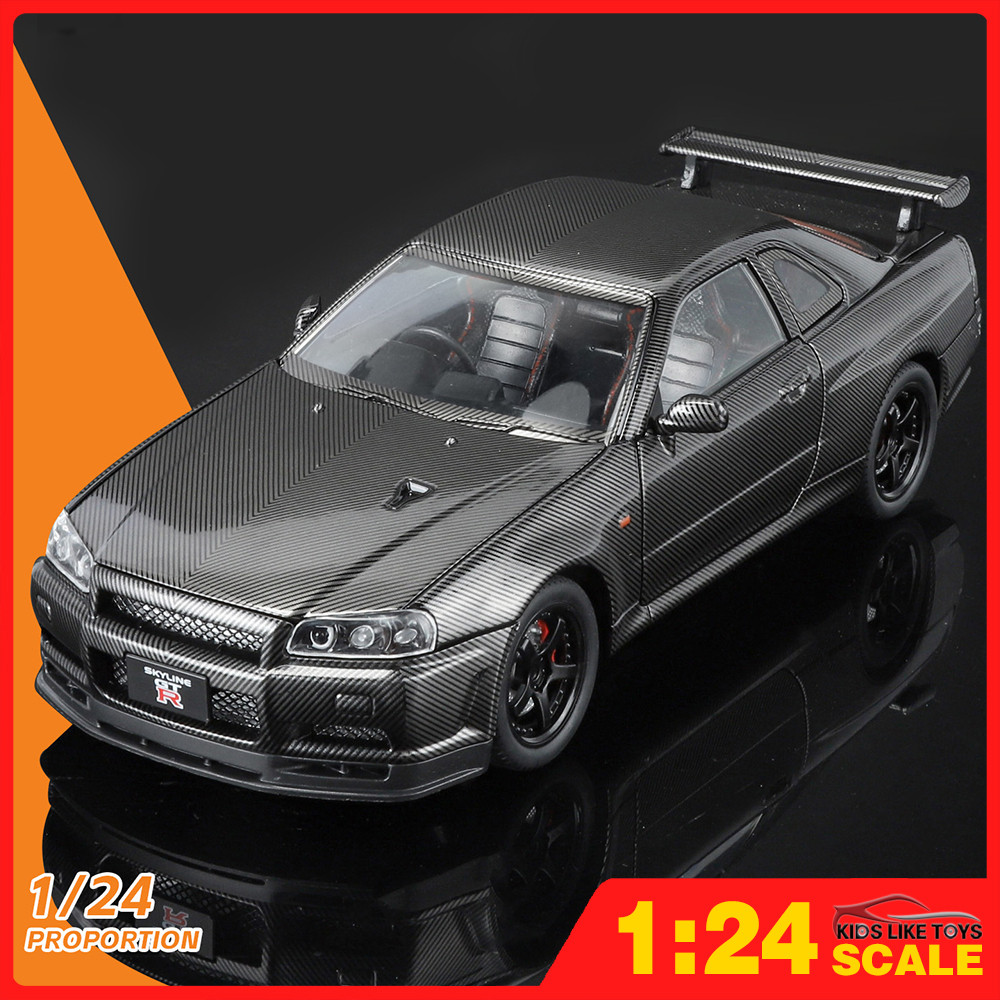 KLT 1:24 Nissan GTR R34 Diecast Model Car Alloy Cars Toys Collection ...