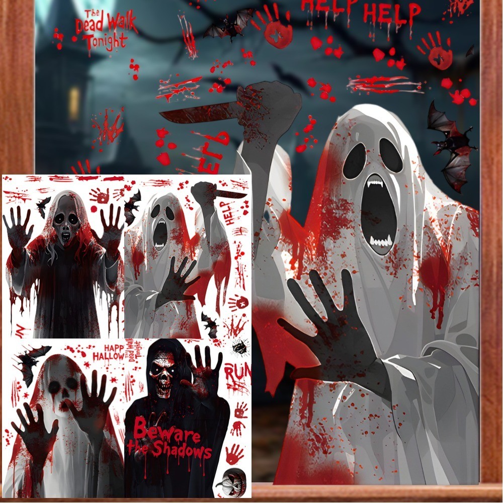 2Pcs/Set Terrible Death Ghost Shadow Electrostatic Window Sticker ...