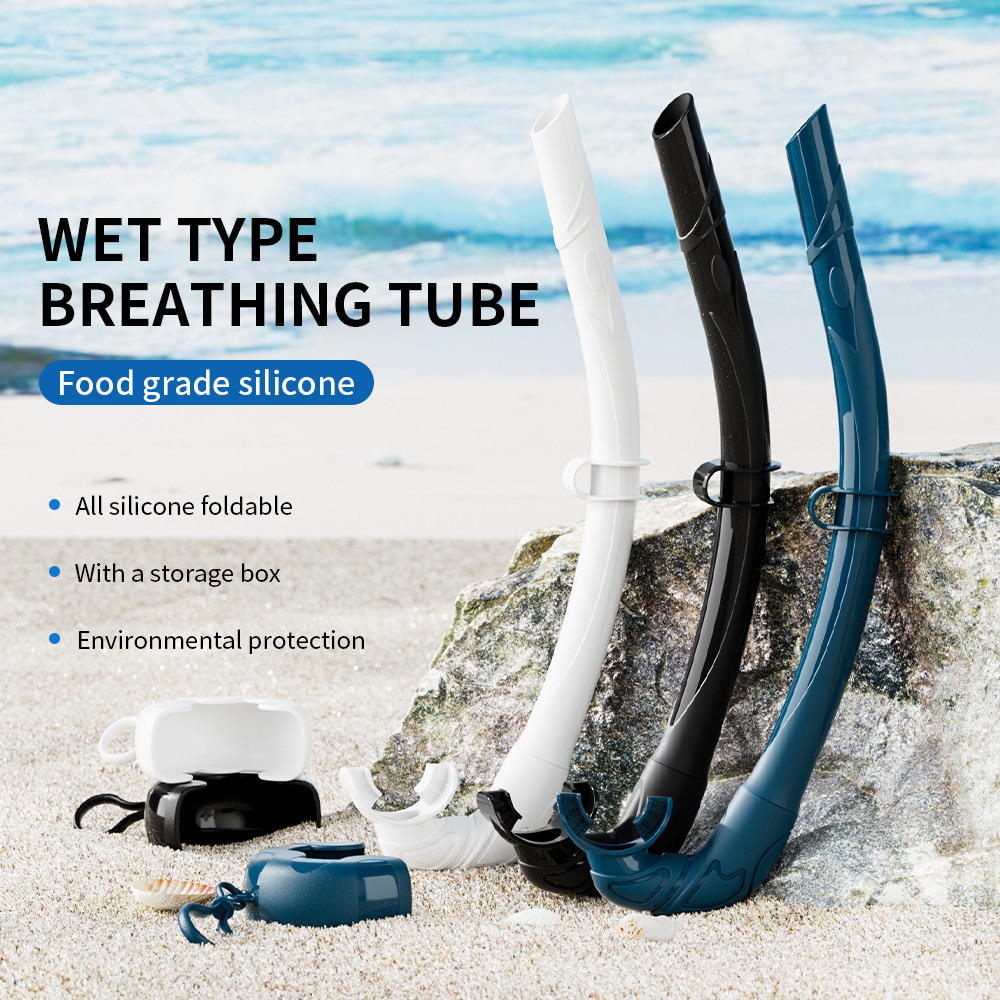 【24h Ship】Free Diving Wet Breathing Tube with Storage Box Silicone ...