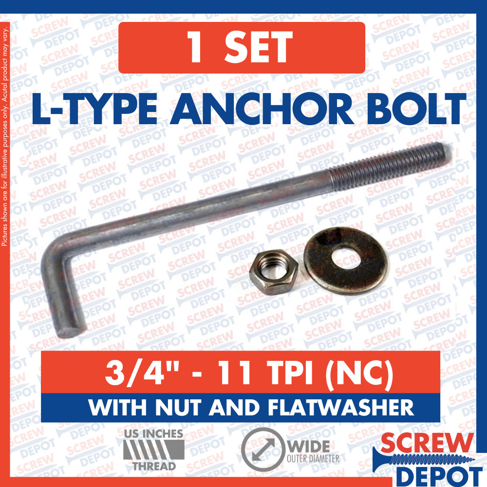 Screw Depot / 1SET 3/4 inches A307 4140 BI Anchor Bolt with nut and ...
