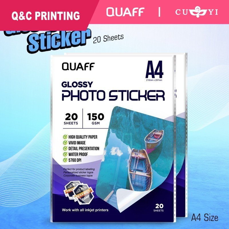 Quaff 150gsm Glossy Photo Sticker Paper A4 Size for Label and Sticker ...