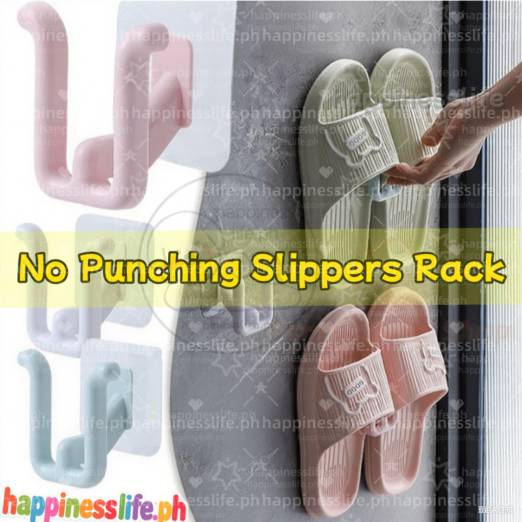 COD No Punching Slippers Rack Wall Mounted Bathroom Slipper HookDrying ...