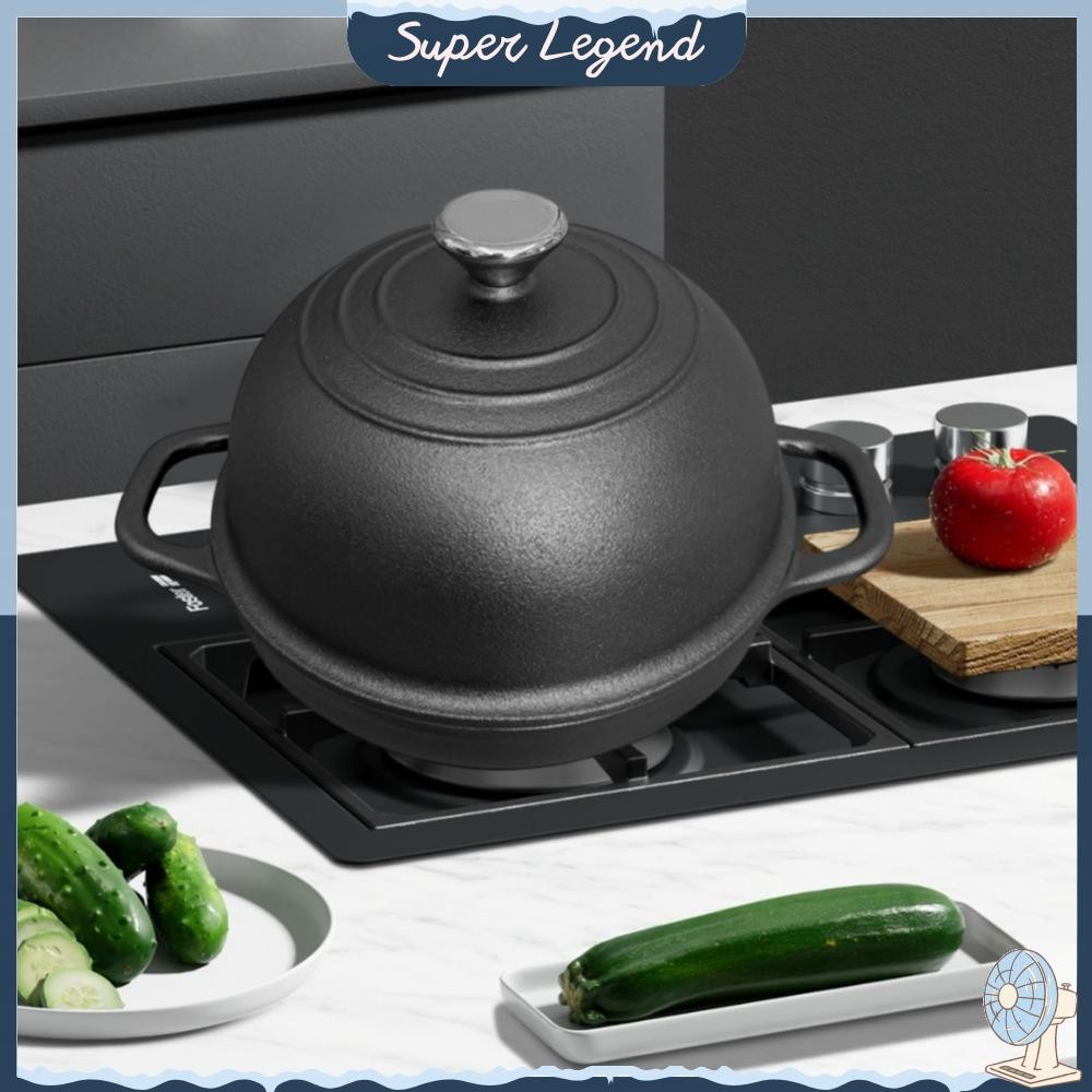 24CM Cast Iron Bread Toaster Dome-Shaped Round Dutch Oven Pot Non-Stick ...