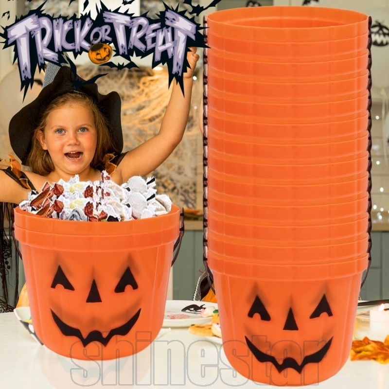 4Pcs Halloween Pumpkin Bucket - Portable Halloween Candy Bucket - with ...