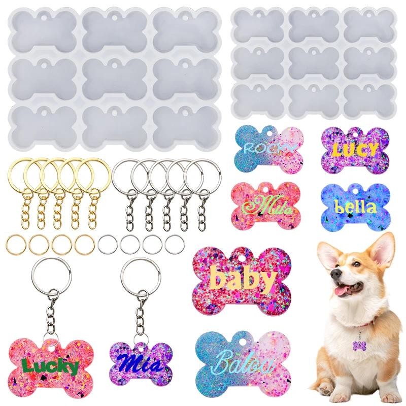 Pet Tag Silicone Mold Kit with Keychains for Keychain Making Epoxy ...