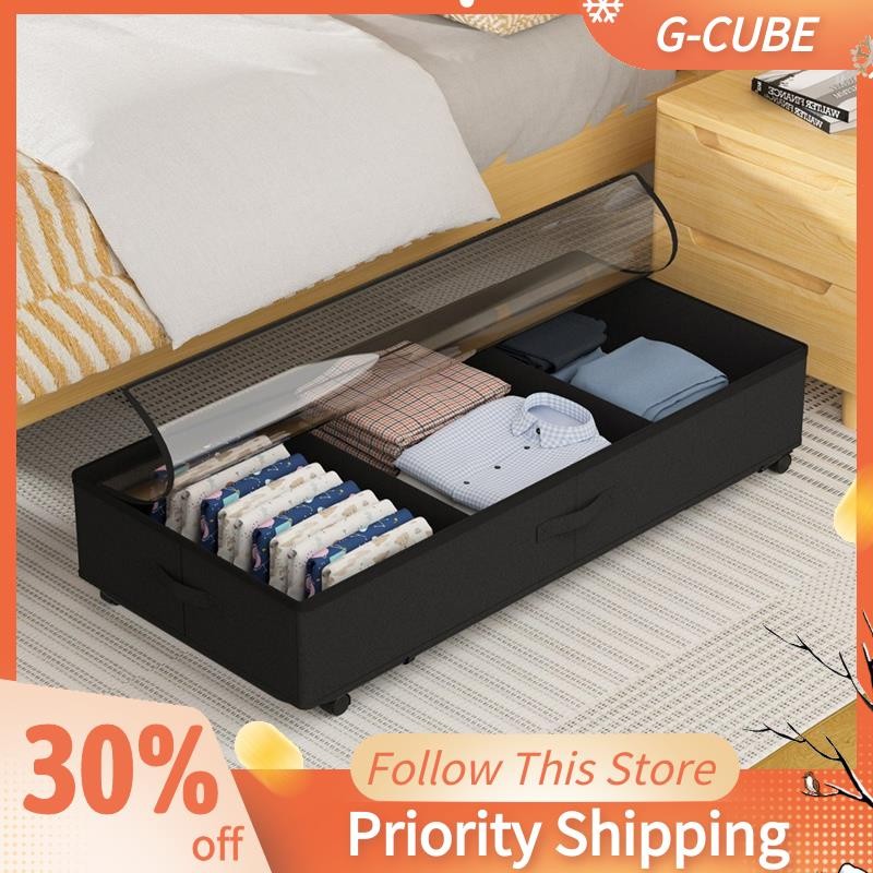 Under-Bed Locker Storage Box with Wheels Bed Bottom Storage Box Storage ...