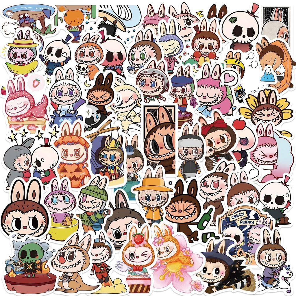 50PCS Cartoon The Monsters LABUBU Waterproof Graffiti Stickers For ...