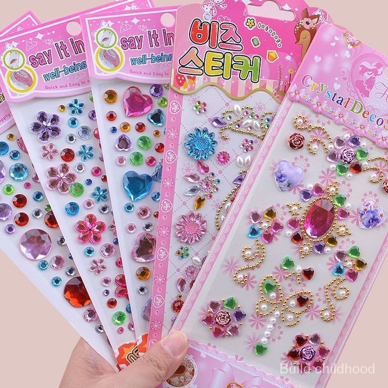 Gem Sticker Shiny Diamond Crystal Love Cartoon Little Girl Princess ...