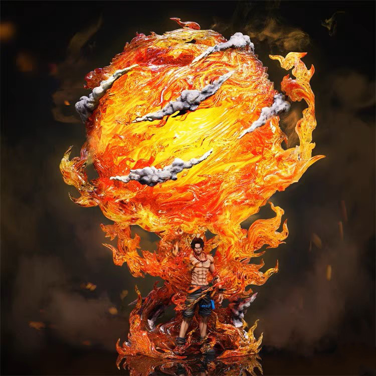 Anime One Piece Ace Figure Big Fireball Statue With Led Light | Shopee ...