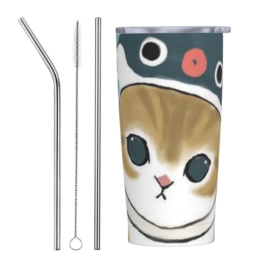 Mofusand Print Tumbler, Cup with Lid and Straw, 20 Oz Stainless Steel ...