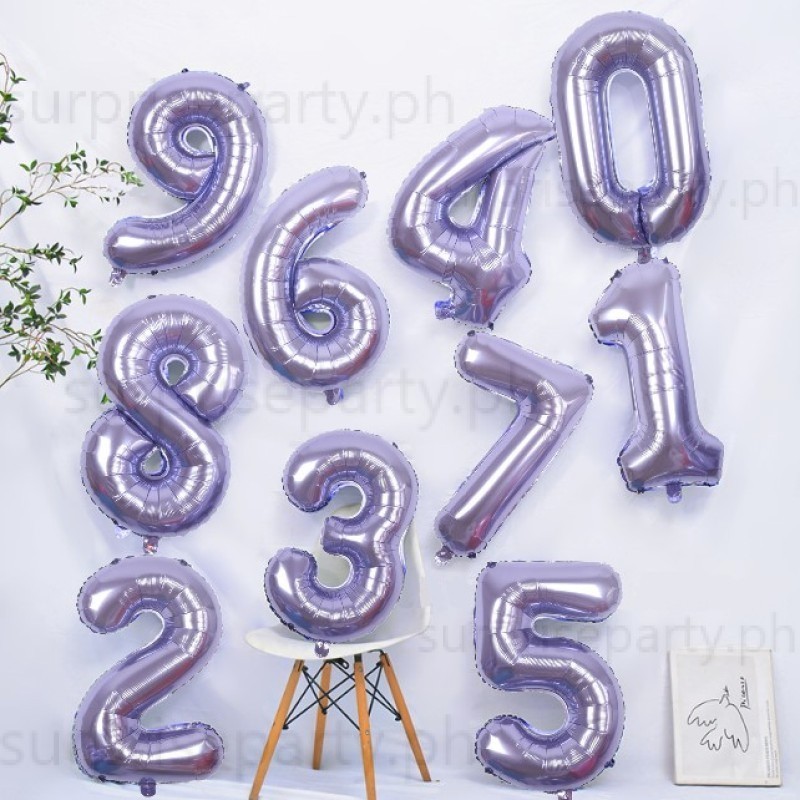32inch Light Purple Number 0-9 Aluminum Film Balloon Purple Birthday ...