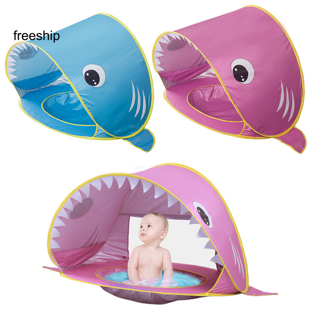 FON-Automatic Kids Beach Tent Cartoon Shark UV Protection Waterproof ...