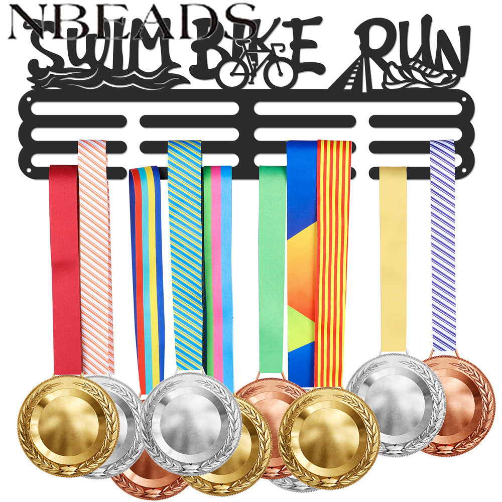 1Set Triathlon Medal Hanger Swim Bike Run Medal Holder with 12 Lines ...