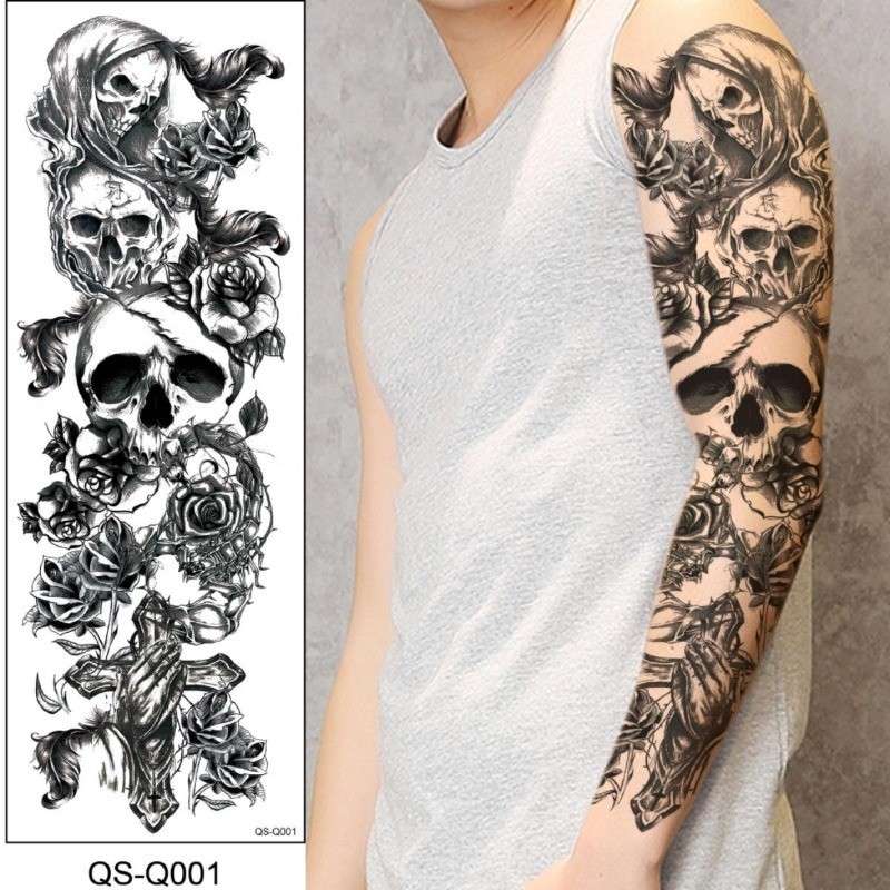 Cool Waterproof Temporary Tattoo Sticker Skull Totem Arm Body Art Big