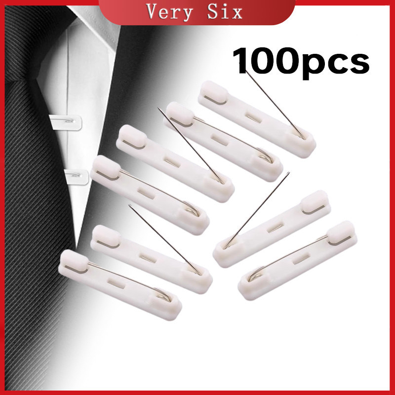 100Pcs Plastic Lapel Pin White Bar Brooch Safety Pin for Acrylic Name ...