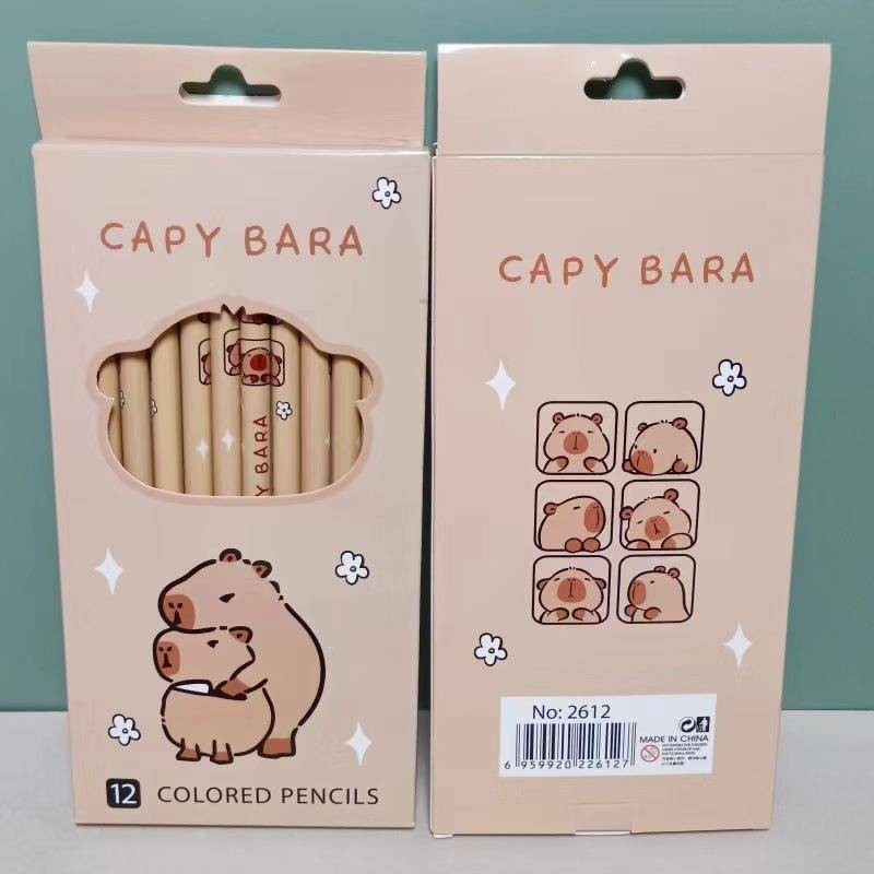 12 Colour Cartoon Capybara Natural Wood Colored Pencils Drawing Pencils ...
