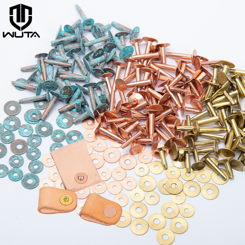 WUTA 50/100 Set Solid Brass Rivets With Burrs,Copper Rivets Studs ...