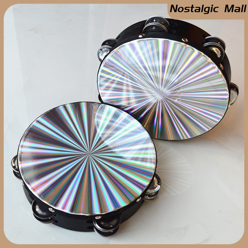 10 Inch Wooden Radiant Tambourine Handbell Hand Drum with Double Row ...