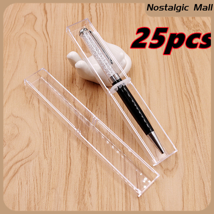25pcs Acrylic Pen Case Clear Square Ballpen Bamboo Pen Box For ...
