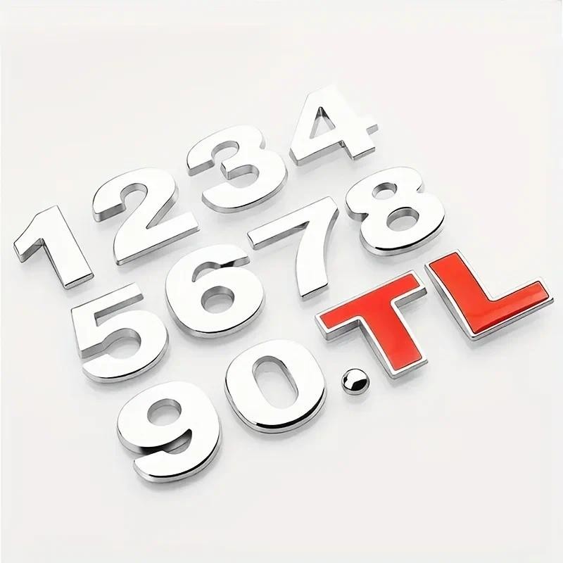 3D Metal Car Sticker 25mm Car Letters Alphabet Emblem Numbers Chrome ...