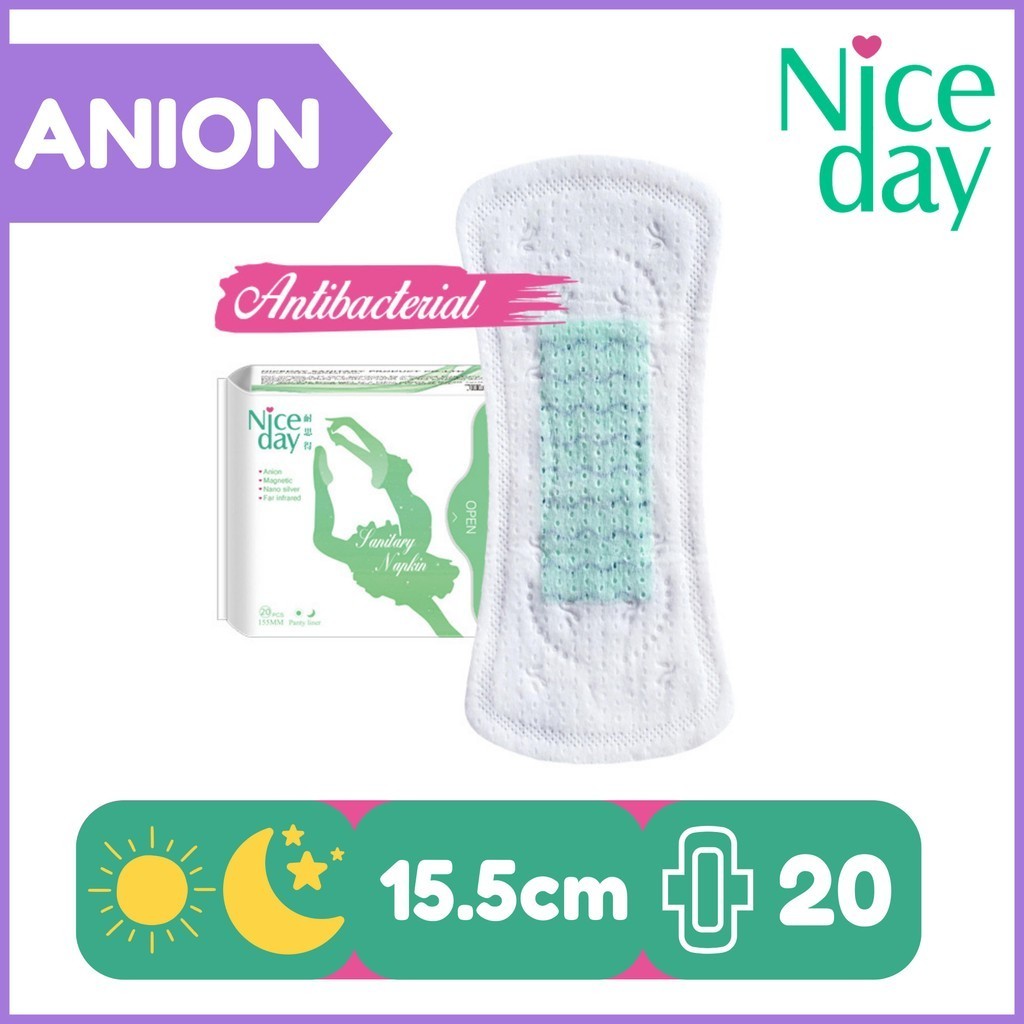 Niceday Anion Antibacterial Daily Pantyliner 15.5cm - 20 pads | Shopee ...