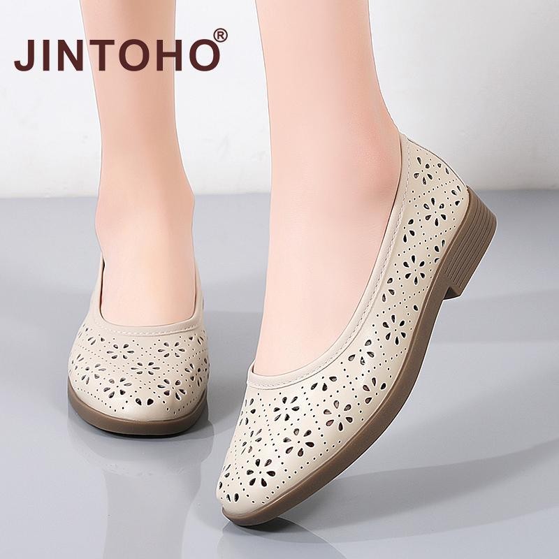 JINTOHO High Quality Women Leather Flats Shoes Slip on Leather Loafers ...