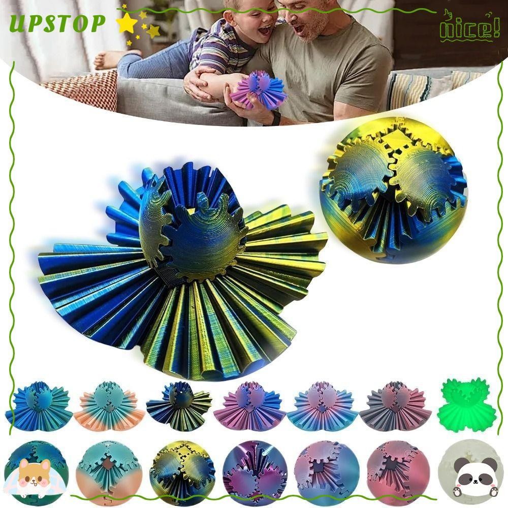 UPSTOPBO 3D Printed Gear Ball, Anxiety Relaxing Gear Sphere Spin Ball ...