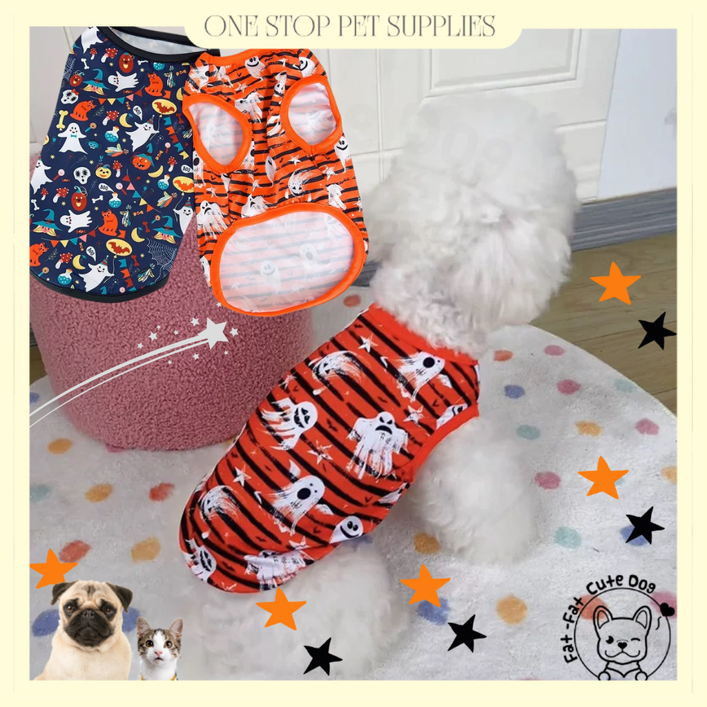 Pet Halloween Monster Sando Clothes Pumpkin Dog Vest Ghost Pet Monster ...