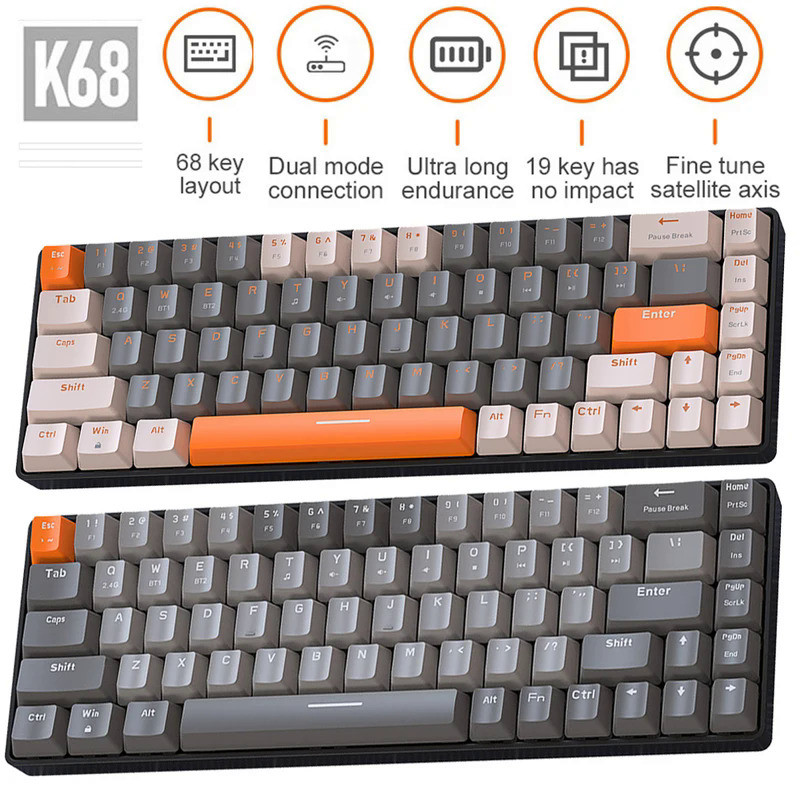 Freewolf Ziyoulang K68 Wireless Gaming Mechanical Keyboard Bluetooth 5. ...