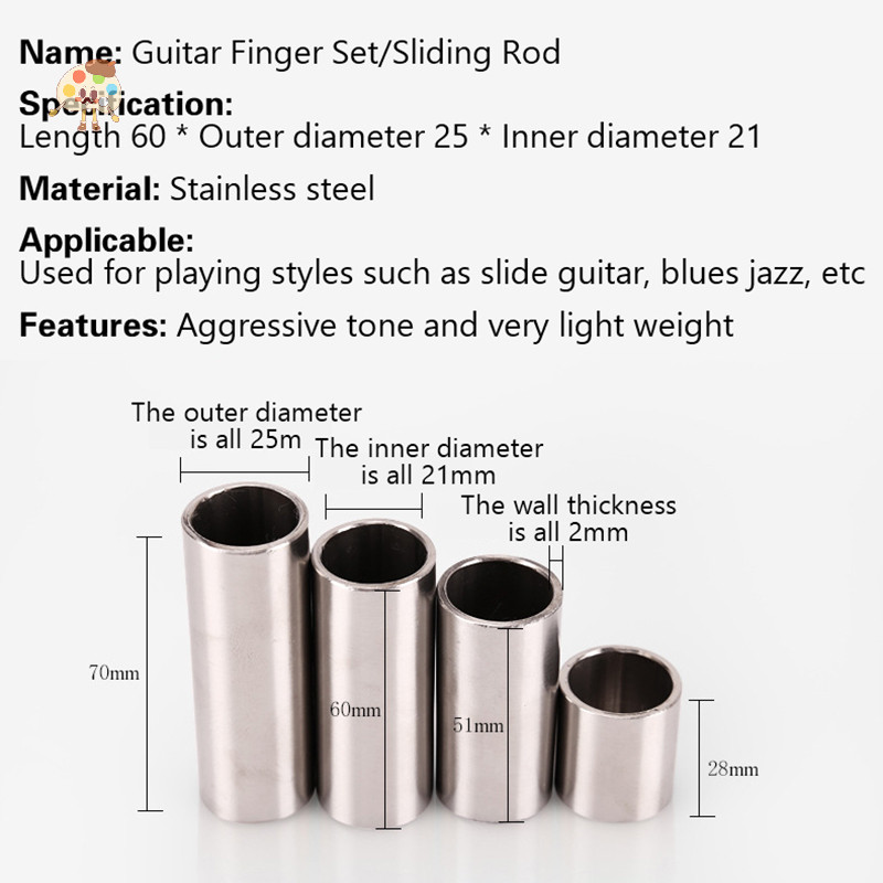 LON Metal Bass Guitar Slide Bars Folk Guitar Fingerstyle Slide Bars ...