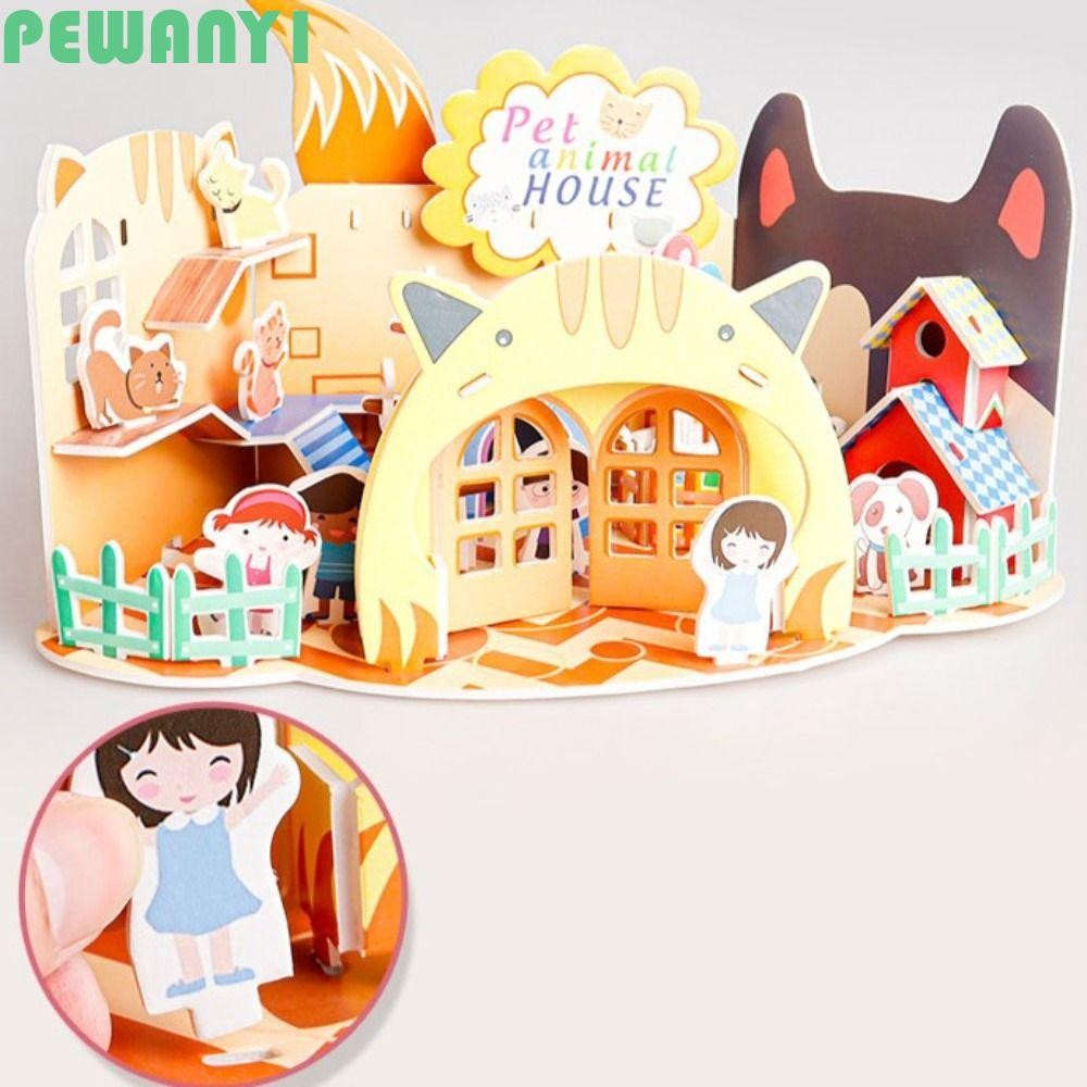 PEWANY1 DIY Puzzle House, Pet Animal House Clothing Store Pretend Play ...