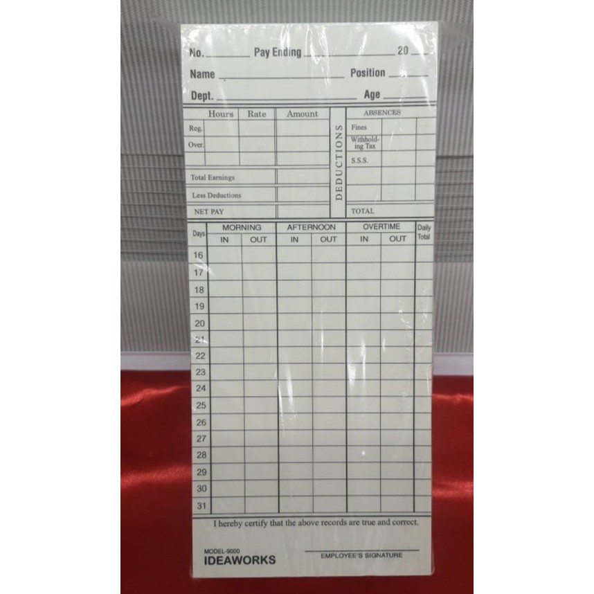 100PCS Time Card or DTR for employees | Shopee Philippines