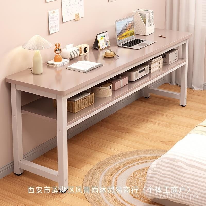 Solid Wood Long Table Double-Layer Table Workbench Desk Student ...