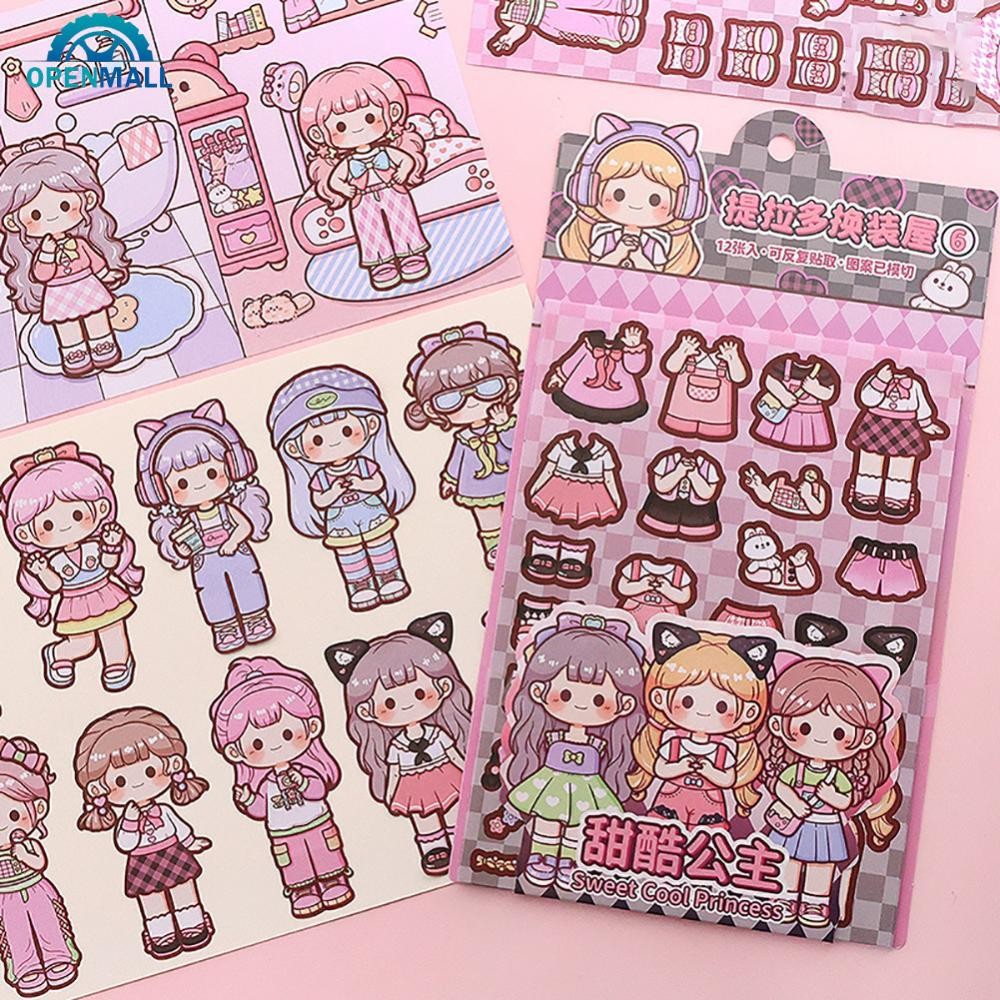 OPENMALL 1Set Dress Up Girls Stickers Cartoon Princess Change Clothes ...