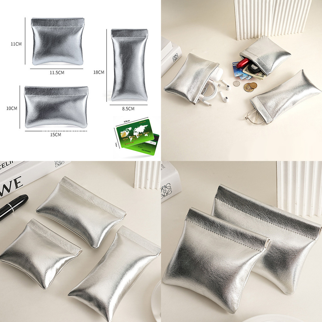 1 Pc Simple Light Luxury With Silver Leather Self-closing Waterproof ...