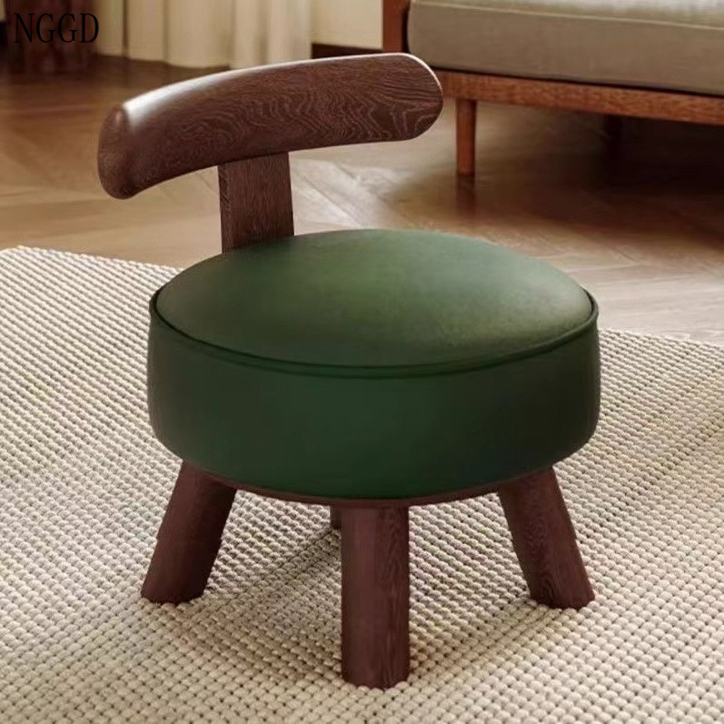 Emerald Green Solid Wood Small Stool Backrest Small Chair Household ...