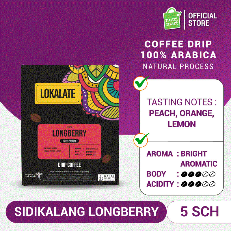 Lokalate Drip Coffee Sidikalang Longberry 5 Sch - 100% Arabica Natural ...