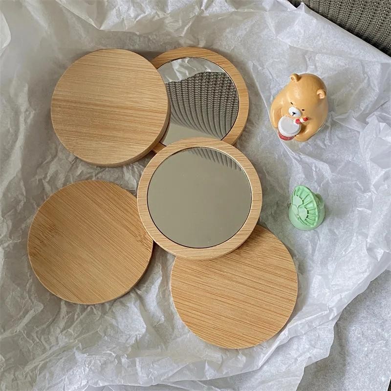 【COD】Portable Wooden Round Mirror Vintage Make Up Mirrors with Comb ...