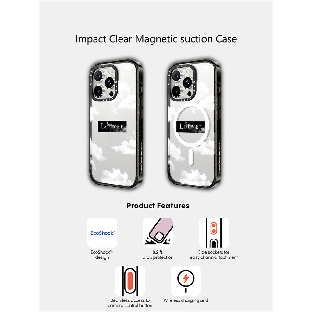 CASETiFY X Louvre Nuage Case Magnetic suction Hard Acrylic Back Case ...