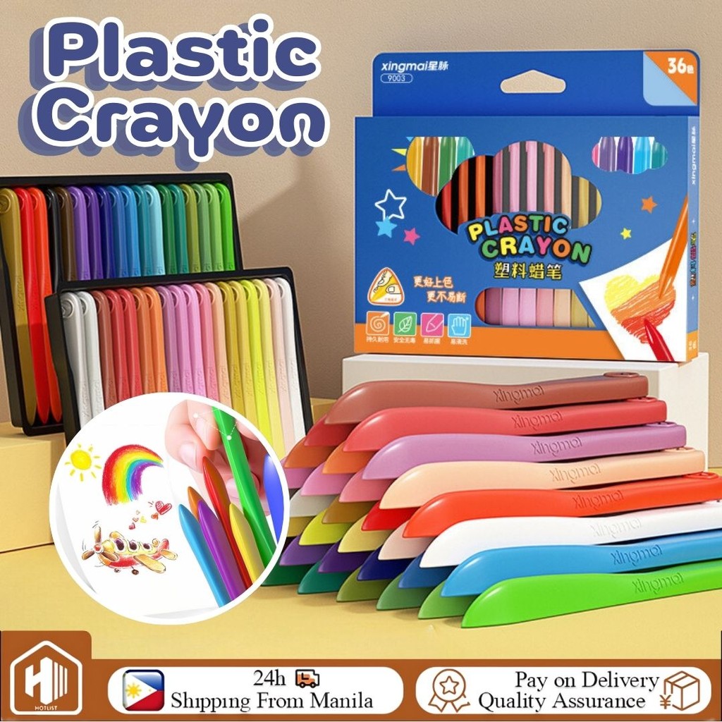Plastic Crayons 12/18/24/36 Colors Non-Toxic Generic Colors Crayons Set ...