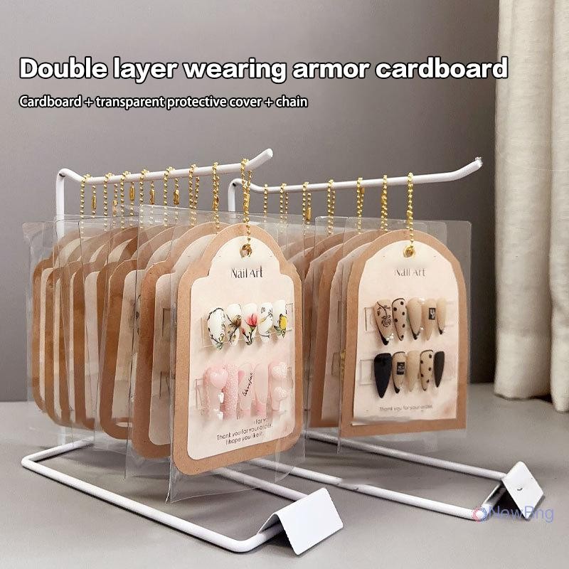 ONew Fake Nails Display Card With Chain Dust Bag For Press On Nails ...