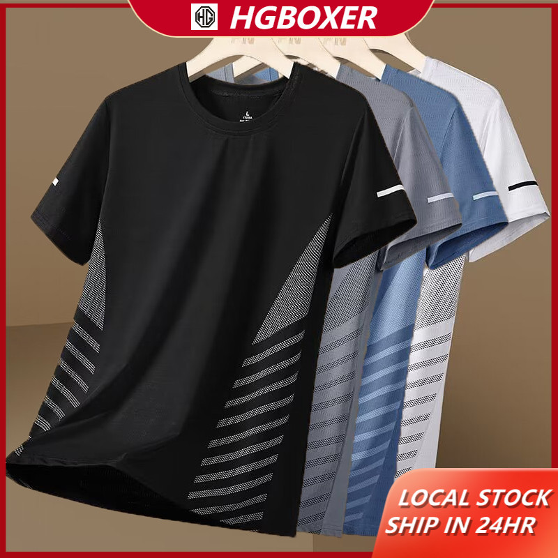 Ice Silk Men's Dri-fit Shirt Fashion Quick-Dry Solid Color Training ...