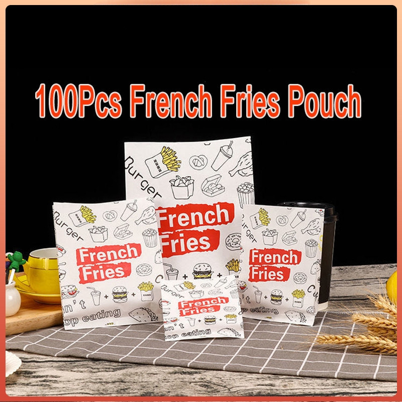 100Pcs French Fries Wrapper Greaseproof Paper Bag Disposable Food ...