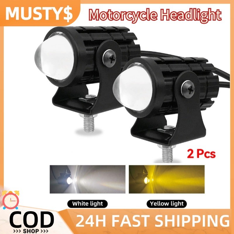 2PCS 60W Mini Driving Led Lights Motorcycle Headlight 2 Color Car Dual ...