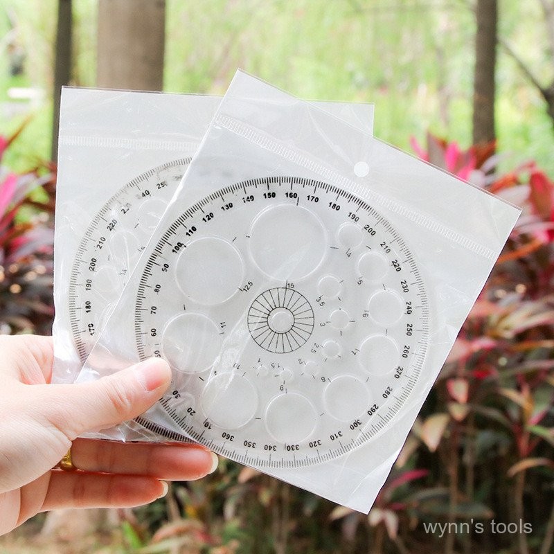 360 Degree Circular Plastic Protractor Ruler Template Circle Drawing ...