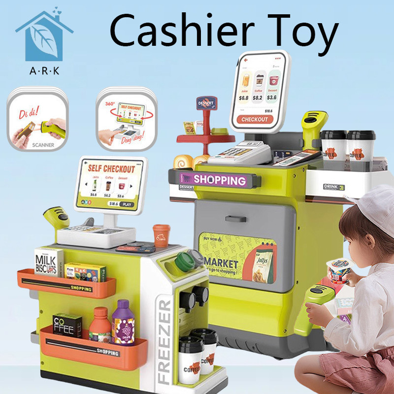 Children's Cashier Toy Big Supermarket With Money Scanner Simulation ...