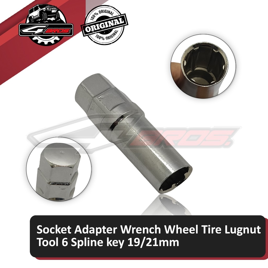 Lugnuts Allen Key Silver 6 Spline Key 19/21mm Wheel Lugnut Tool Socket ...