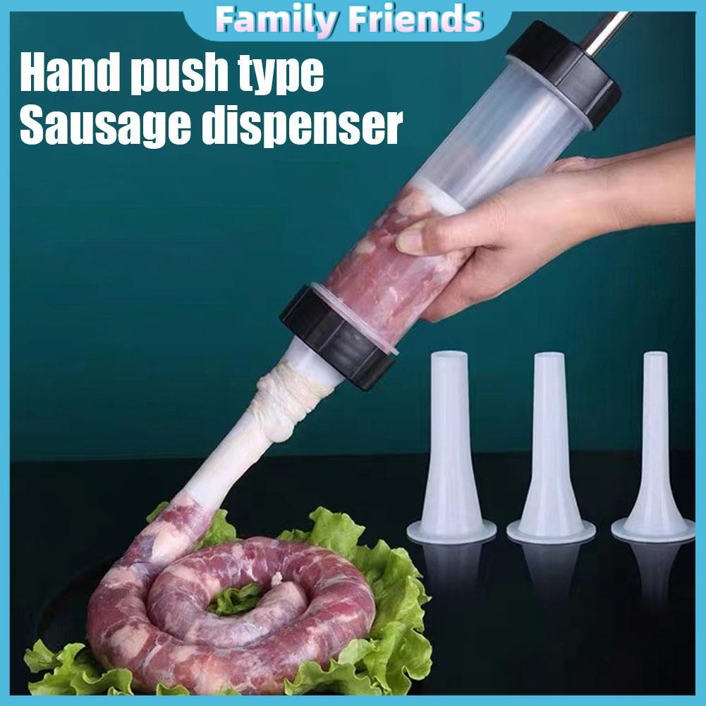 Manual Sausage Maker with 3 Size Nozzles, Handheld Sausage Filler, Home ...