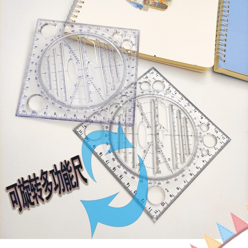Ruler ruler ruler Multifunctional Movable ruler Student Rotatable Math ...