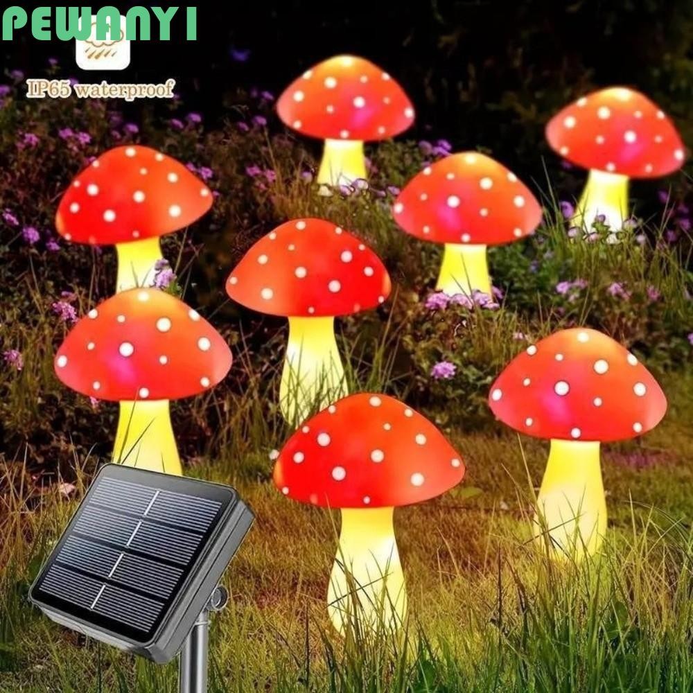 PEWANY1 Solar Mushroom Lights, 8/12/20 Head Waterproof Red Mushroom ...